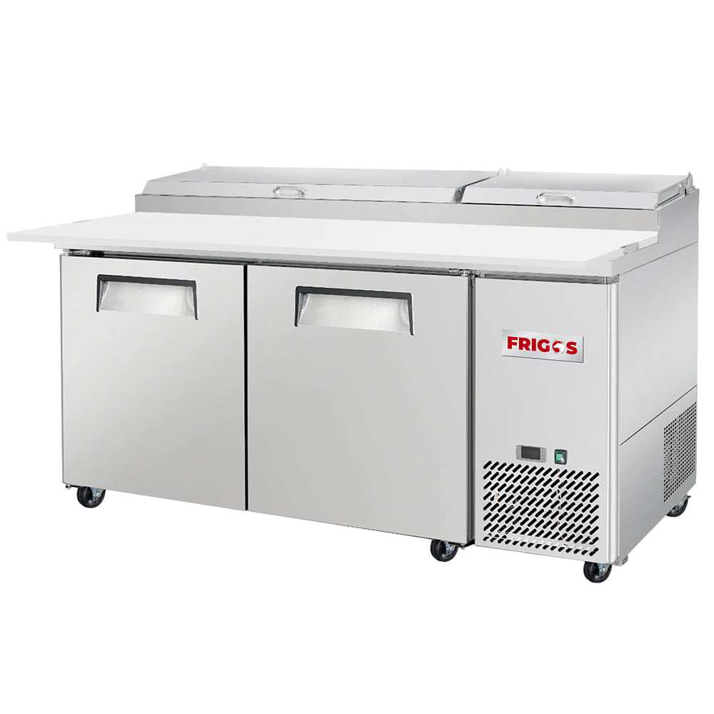 Commercial Pizza Prep Table - 67" Dual-Door Frigos FGV-PZPT-67 ...