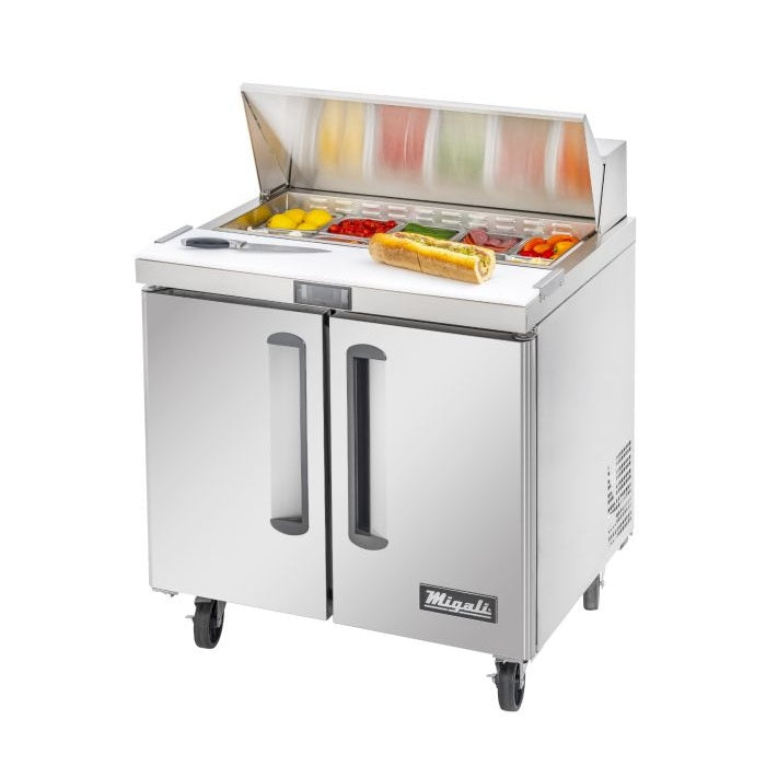 Migali C-SP36-10-HC 36" Sandwich and Salad Prep Table 2 Doors, 10 Pans ...