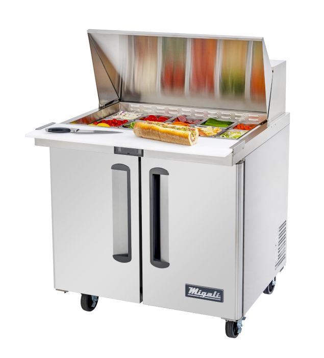 Migali C-SP36-15BT-HC 38" Mega Top Sandwich Prep Table 2 Doors, 15 Pan ...
