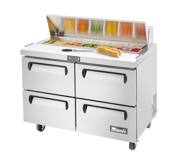 Migali C-SP48-12-D-HC 48" Sandwich and Salad Prep Table 4 Drawers, 12 ...
