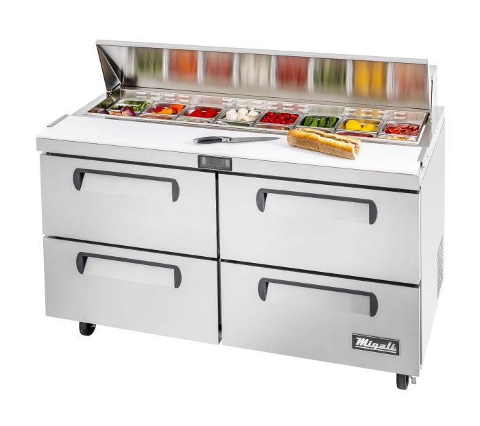 Migali C-SP60-16-D-HC 60" Sandwich and Salad Prep Table 4 Drawers, 16 ...