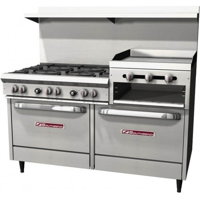 Southbend S60DD-2RR Commercial Gas Stove 60" Griddle/Broiler 24" 2 Sta ...